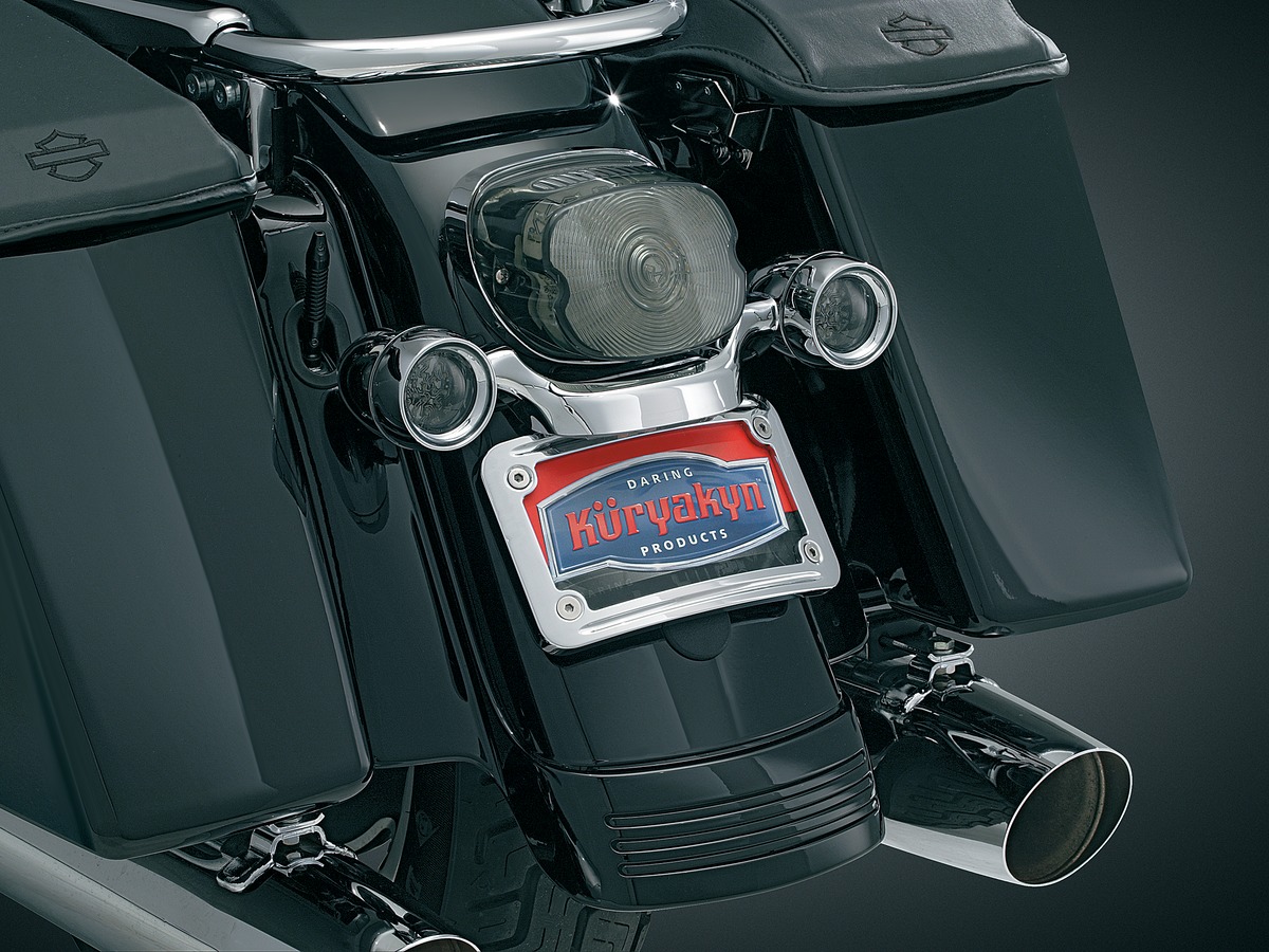 Kuryakyn Curved License Plate Mount In Chrome Finish For Harley ...
