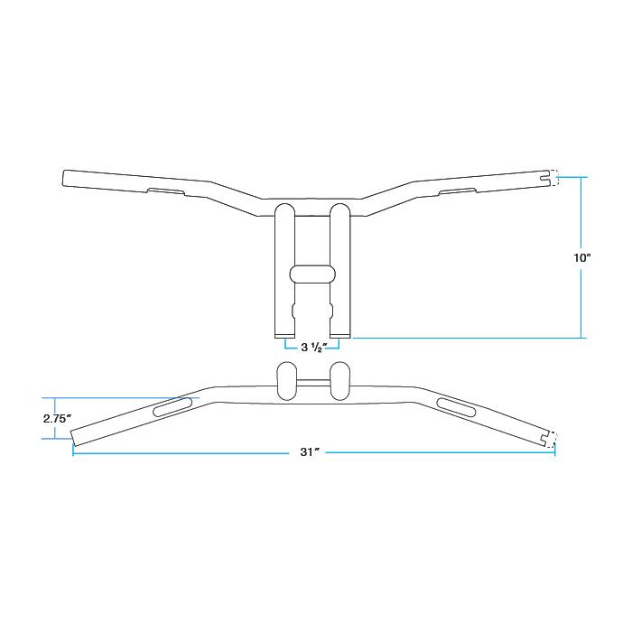 Biltwell Tyson XL 10 Inch Pullback Handlebars in Black Finish For 2008 ...