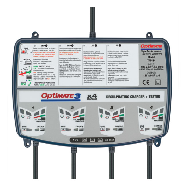 TecMate OptiMate 3 Desulfating/Maintainig Charger 4 Banks (TM-454 ...