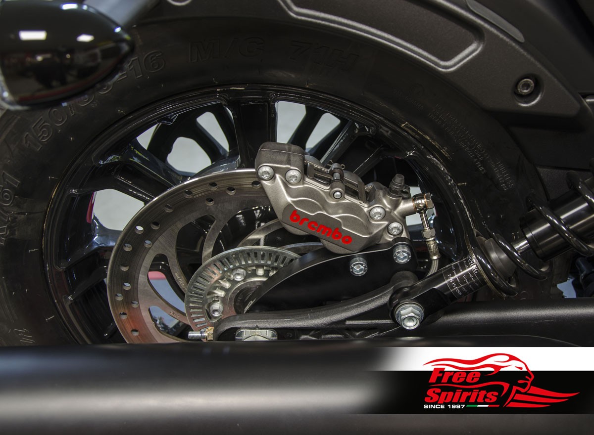 Free Spirits 4 Piston Rear Brake Caliper In Titanium Kit For Indian ...