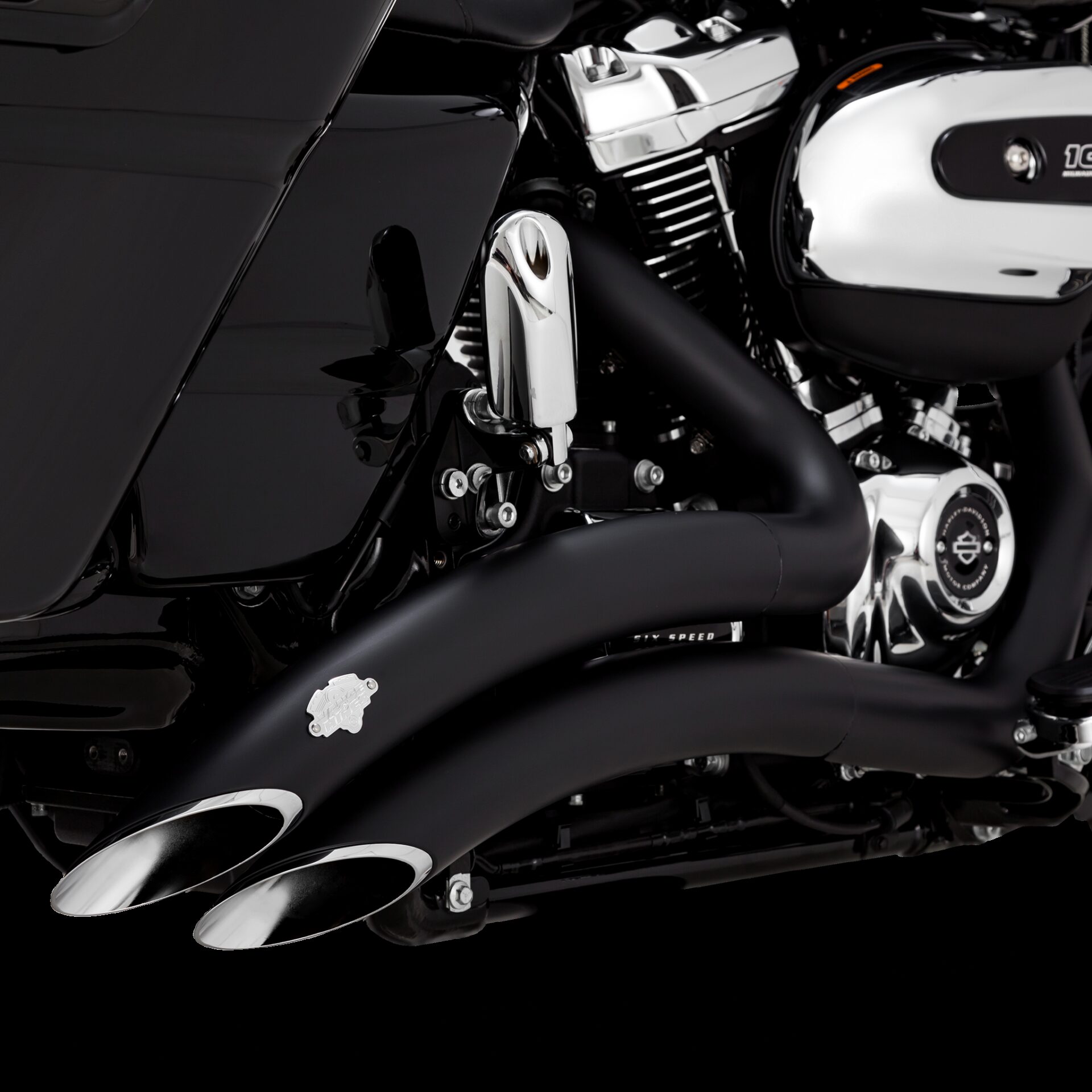 Vance & Hines Big Radius 2 Into 2 Exhaust System With PCX Technology In Black For Harley ...