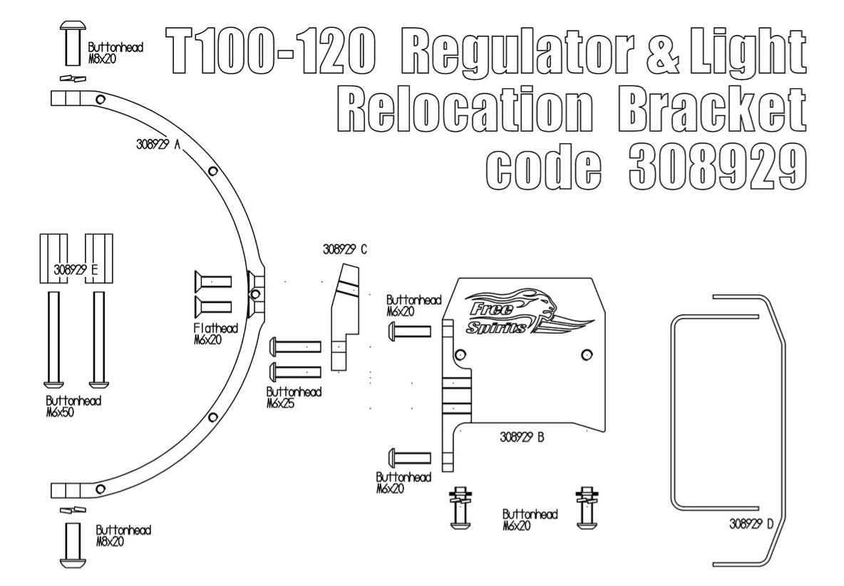 Free Spirits Headlight And Voltage Regulator Bracket Kit In Silver For ...