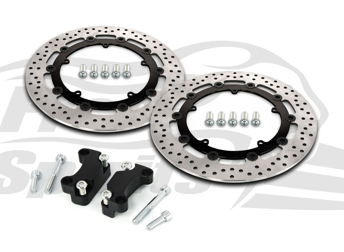Free Spirits Black Brake Rotors Kit 320mm With Pads For Harley Davidson ...
